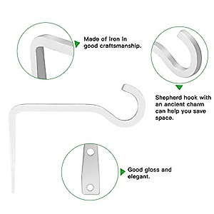 6 inch Plant Hanger Wall Hooks for Hanging Bracket Lanterns Coats Heavy-Duty Metal Hooks for Plant Hangers Flower Basket Lights and Artworks Home Decor Indoor & Outdoor 2 Pack Screws Included