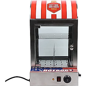 1500W Commercial Hot Dog Steamer,Electric Hut Hot Dog Steamer with Bun Warmer,Stainless Steel Hot Dog Cooker Machine