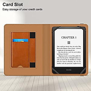 Fintie Universal Case for 6-7 Inch Tablet eReader - Premium PU Leather Sleeve Stand Cover with Card Slot & Hand Strap for 6", 6.8", 7" Kindle/Kobo/Nook/Tolino/Pocket Book E-Book Tablet, Brown