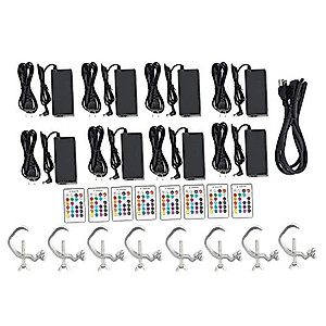 Rockville Best Pack 50 White (8) Battery Wash Lights+Wireless DMX+Charging Case