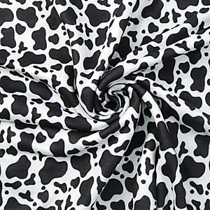 David accessories Double Brushed Poly Knit Fabric Fruit Cow Pattern Printing Fabric 4 Way Stretch Spandex Knitting Fabric DBP Fabric by The Yard for Clothes Dress (Cow Pattern)