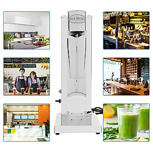 Milkshake Maker, Commercial Single Head Drink Mixer Machine,Cocktail Tea Drink Mixer,Stainless Steel Milk Shakes Machine,Home Smoothie Malt Blender 180W 110V