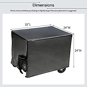 Fadedstop Generator Covers Heavy Duty Waterproof 32"L x 24"W x 24"H UV-Resistant Generator Covers for Portable Generators 5000-10000 Watt Black