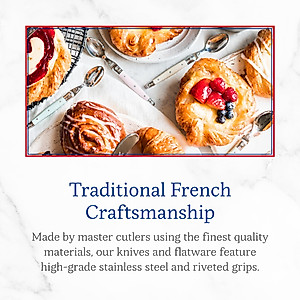 Jean Dubost Salad Servers, Stainless Steel Handles - Rust-Resistant Stainless Steel - Includes Wooden Tray - Made in France