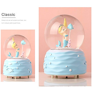 Mermaid Snow Globes,Snowglobes with Musical,LED Lights, Gifts for Girls,Birthday Christmas Festival Gift for 5-12 Year Old Girls (Blue)