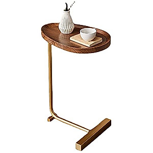 XINGYAN Sleek Nordic Style MDF Coffee Table with Gold Plated Stand - Minimalist Side Table for Living Room, Bedroom & Sofa (Walnut Color)