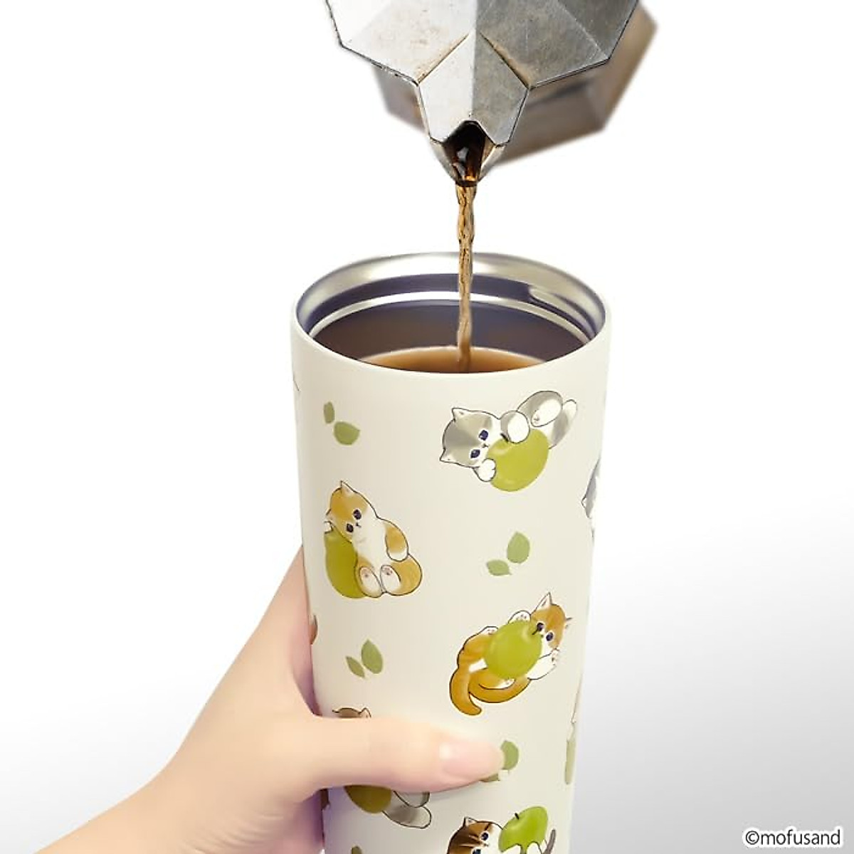 mofusand Vacuum Double Layer Carry Tumbler, 15.2 fl oz (430 ml), Fruit Nyan, Handle Included, Mug, Hot and Cold Insulated, Cute, Cat 53-2186