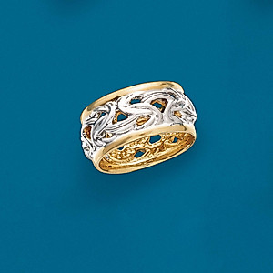 Ross-Simons Italian 2-Tone Sterling Silver Byzantine Ring. Size 7