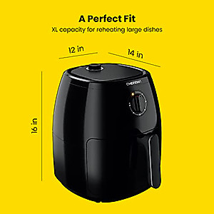 Chefman TurboFry 8-Quart Air Fryer, Integrated 60-Minute Timer for Healthy Cooking, Cook with 80% Less Oil, Adjustable Temperature Control, Nonstick Dishwasher-Safe Basket and Tray, Black