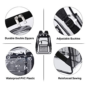 Clear Backpack Men Women Heavy Duty PVC Plastic Transparent School Backpack See Through Book bags for Teen Girls Boys