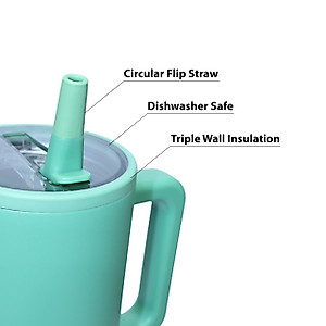 Zuchii Traveler, 40 oz Water Bottle with Handle & Flip Staraw, 100% Leak Proof Reusable Insualted Tumbler, Stainless Steel Travel Mug, Cup Holder Friendly - Gifts for women & men (Sage, 40 oz)