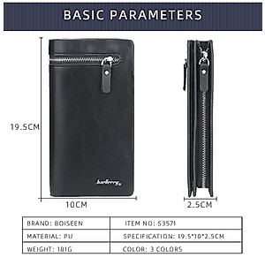 Men's Bifold Leather Zip Coin Handbag Multi Card Holder Purse Long Wallet Clutch