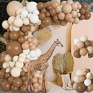 146Pcs Brown Balloons Garland Arch Kit, DIY 18"12"10" Coffee Brown Blush Nude Balloons for Neutral Woodland Teddy Bear Baby Shower Wedding Jungle Safari Birthday Party Decorations
