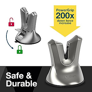 AnySharp XBlade Professional Knife Sharpener with PowerGrip - Hands-Free and Secure - Satin Silver