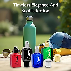 NovoGlow Solo 4-Piece Mini Fragrance Set for Men EDP - Solo Red, Blue, Black & Green - Combination of Sweet, Woody, Citrus & Spicy Scents - Viva Las Vegas Suitable For All Skin Types