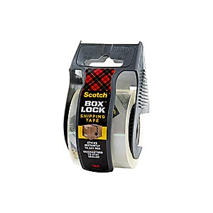 Scotch Box Lock Packaging Tape, 1 Roll with Dispenser, 1.88 in x 800 in, Extreme Grip, Sticks Instantly to Any Box (195)