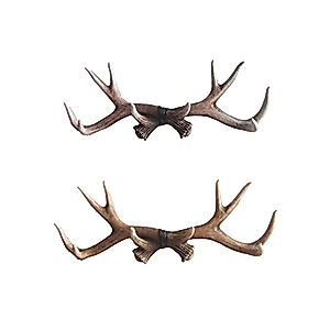 DWK 17" Vintage Antler Wall Art Decor Easy to Use and Hang Intended To Decorate Inside Your Home and Office Walls For Unique Decorative Wall Displays (Light Brown)