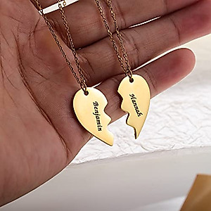 Dreamdecor Custom Best Friend Necklaces for 2/3, Matching Engraved Name Necklace Forever Friendship Gifts for Teen Girls