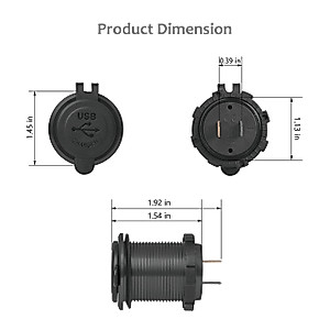 Rydonair Aluminum 4.2A Dual USB Charger Socket Power Outlet 2.1A & 2.1A for 12V/24V Marine, Boat, Car, Golf Cart, RV,UTV, ATV, etc (Non Illuminated)