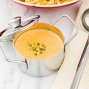 Restaurantware-9 Ounce Small Casserole Dish With Lid, 1 Break-Resistant Individual Casserole Dish - Built-In Handles, Durable, Stainless Steel Casserole Soup Pot, Cook And Serve Individual Portions,