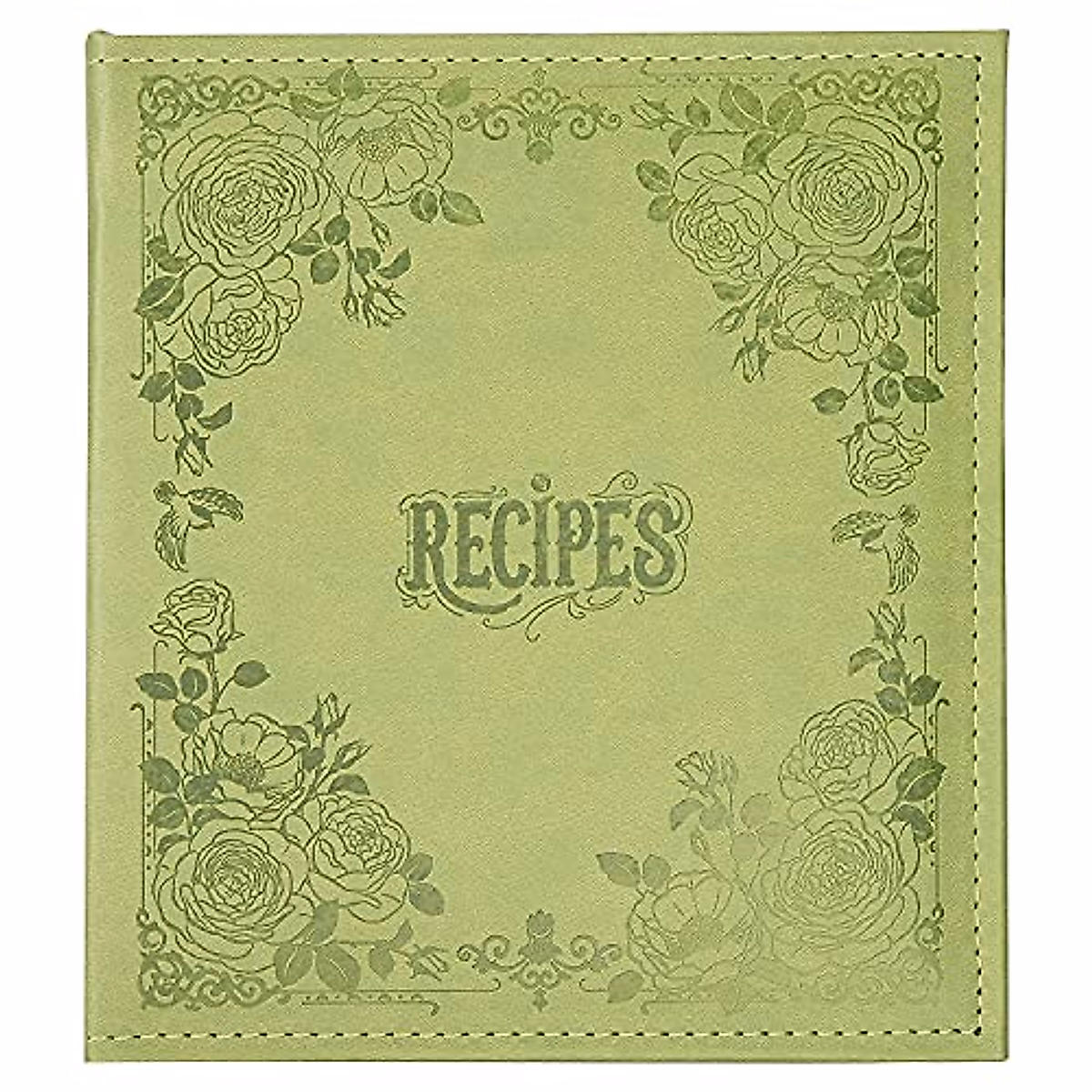 COFICE Recipe Book to Write in Your Own Recipes, 8.5x9.5 Recipe Ring Binder with PU Faux Leather Cover, 4x6 Cards and Tabbed Dividers, Green