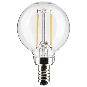 Satco 3-Watt LED E12 Light Bulb, 4000K, 15000 Hour Rating, Dimmable