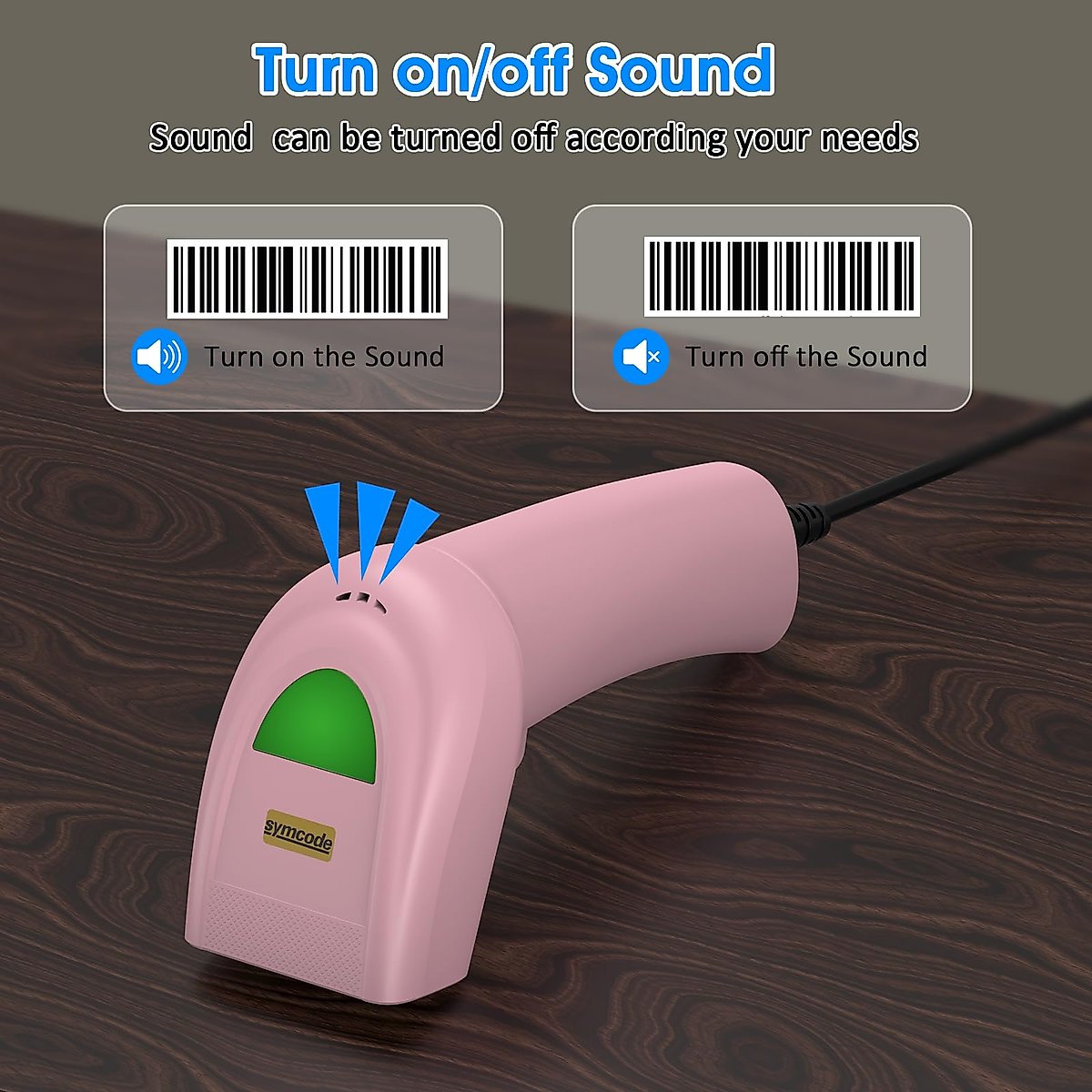 Symcode USB 1D Barcode Scanner, Handheld Wired CCD Laser Barcode Reader Scanner Supports Screen Scan UPC Bar Code Scanner for Warehouse, Library, Supermarket,POS