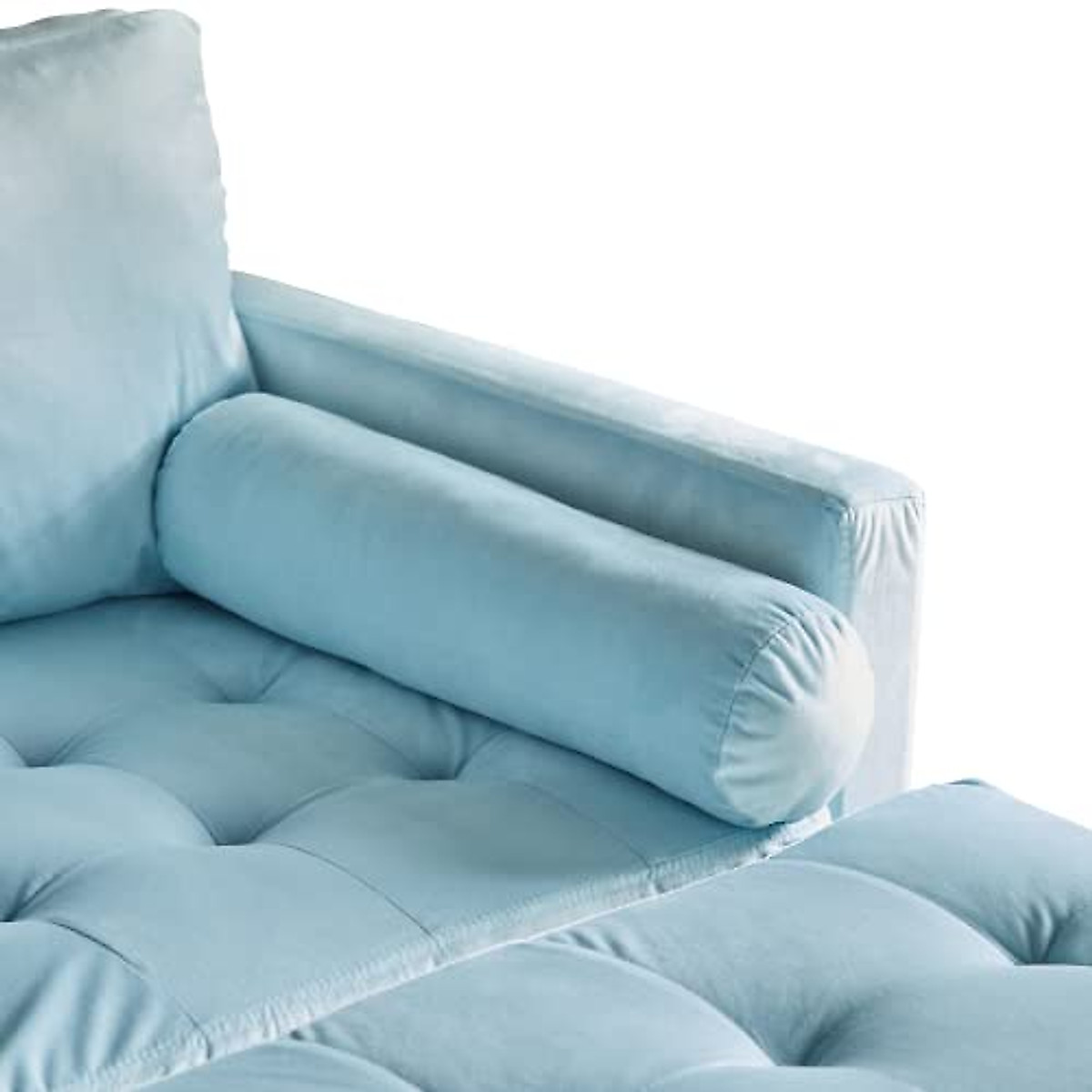 wirrytor Modular Sectional Sofa, Velvet U Shaped Couch, Modular Sectional with Reversible Ottomans for Living Room, Blue