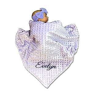 AleMir Fashion Embroidered Blanket Baby – Beautiful Monogrammed Blanket – Large Personalized Baby Blanket for Boys and Girls – Soft Polyester Baby Blanket with Custom Name – 28 x 34-inch