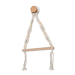 Vintage Rope Towel Holder No Punching Wall Mounted Wide Application Space Saving Eco Friendly with Wooden Rod for Bathroom Kitchen