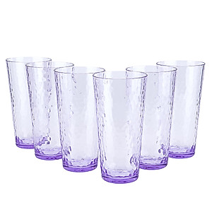 KOXIN-KARLU Mixed Drinkware 26-ounce Plastic Tumbler Acrylic Water Glasses, set of 6 Coral Pink