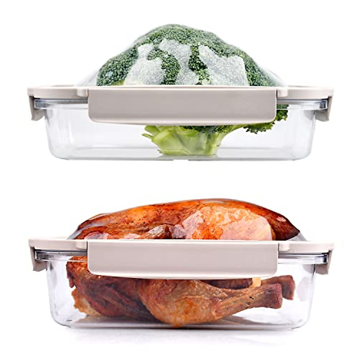 DeliOne Food Storage Containers with Stretchable Lid, Flex 'n Fresh Meal Prep Boxes, Sandwich Case BPA Free, Leakproof, Airtight, Freezer, Microwave and Dishwasher Safe (4 piece Clear)
