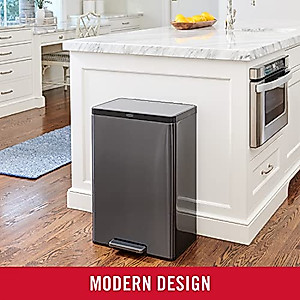 Rubbermaid Elite Stainless Steel Metal Dual Stream Step-On Trash, 10.5-Gallon, Charcoal, Wastebasket Home/Kitchen Waste and Recycling
