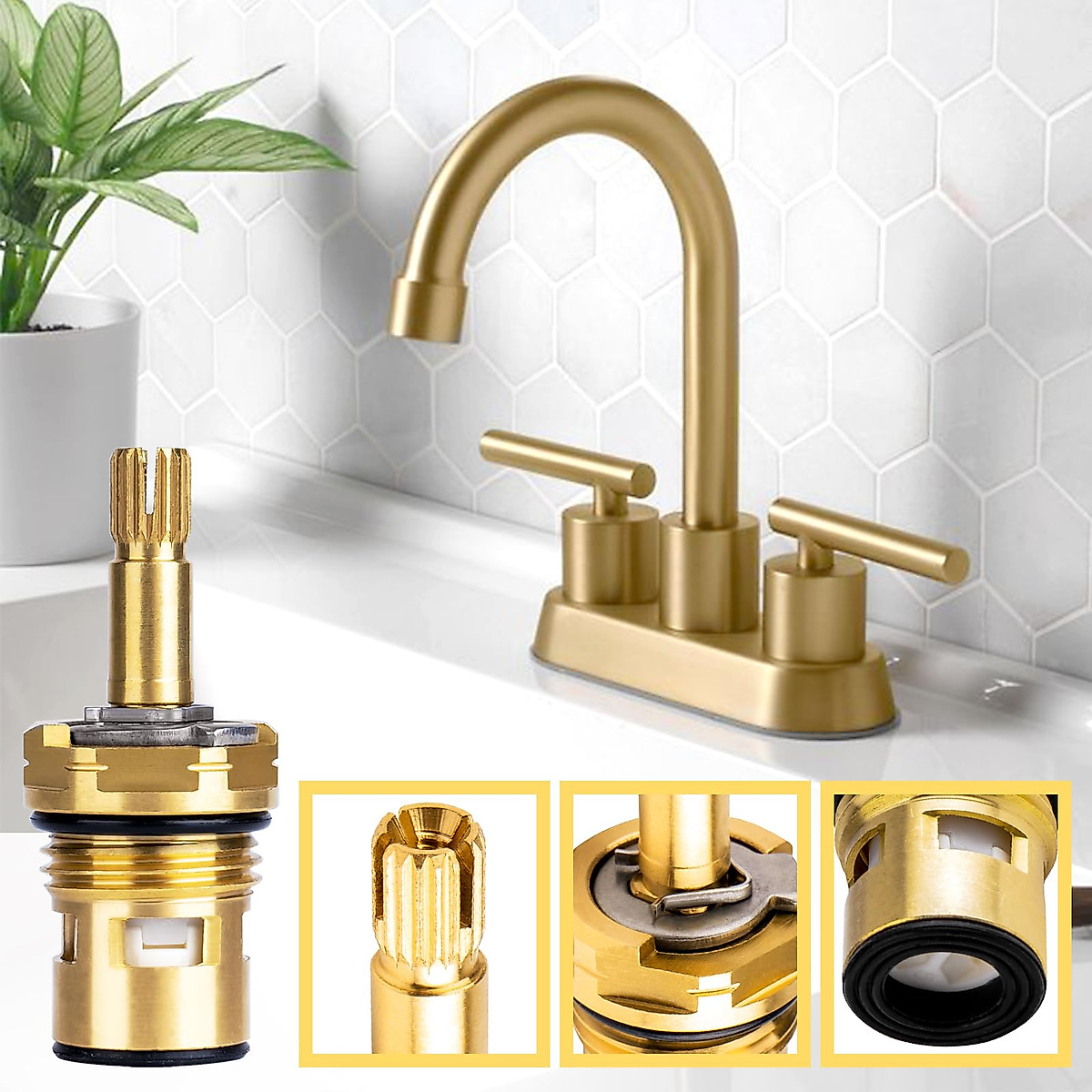 2 Packs Shower Faucet Cartridge Compatible with American Standard 994053-0070a or 994053-0070a/H Bathroom Faucet Cartridge, 4z-24h Hot and Cold Replacement Stem, Brass