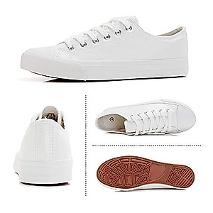 Adokoo Women's Fashion Sneakers PU Leather Casual Shoes White Tennis Shoes(US8, White)