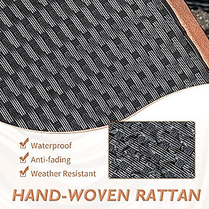 Flamaker 7 PCS Outdoor Patio Dining Set, Outdoor Patio Furniture Set, Rattan Chairs with Large Wood Table for Garden and Yard