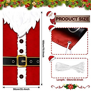Christmas Door Cover Santa Claus Door Cover Cloth Santa Suit Xmas Door Banner Backdrop Winter Holiday Door Cover for Christmas Eve New Year Home Party Decoration Supplies, 71 x 35 Inch