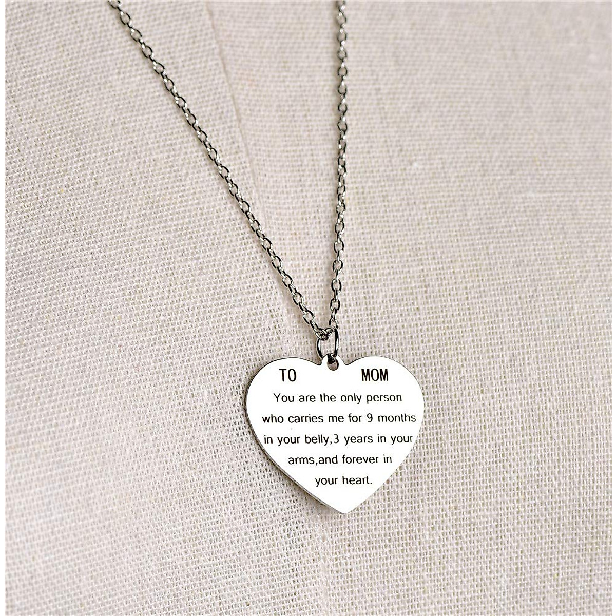 Snanr Gift for Mom: Woman, You Are the Only Person Heart shaped Pendant Necklace for Mom, Charm Necklace for Mom's Son, Daughter, Birthday, Christmas Gift for Mom