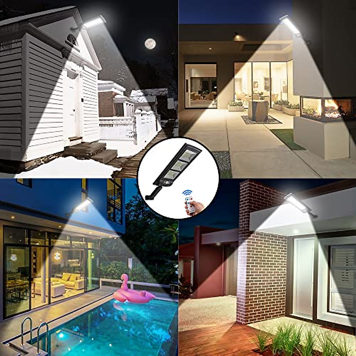 Zyfei Solar Street Light Outdoor,180 LED 3 Modes Solar Motion Sensor Light with Remote Control,Solar Parking lot Light for Garden, Street,Yard-2 pack