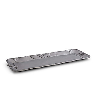 Arthur Court Designs Aluminum Metal Fleur-De-Lis Oblong Food Serving Tray Centerpiece 18 inch x 7 inch