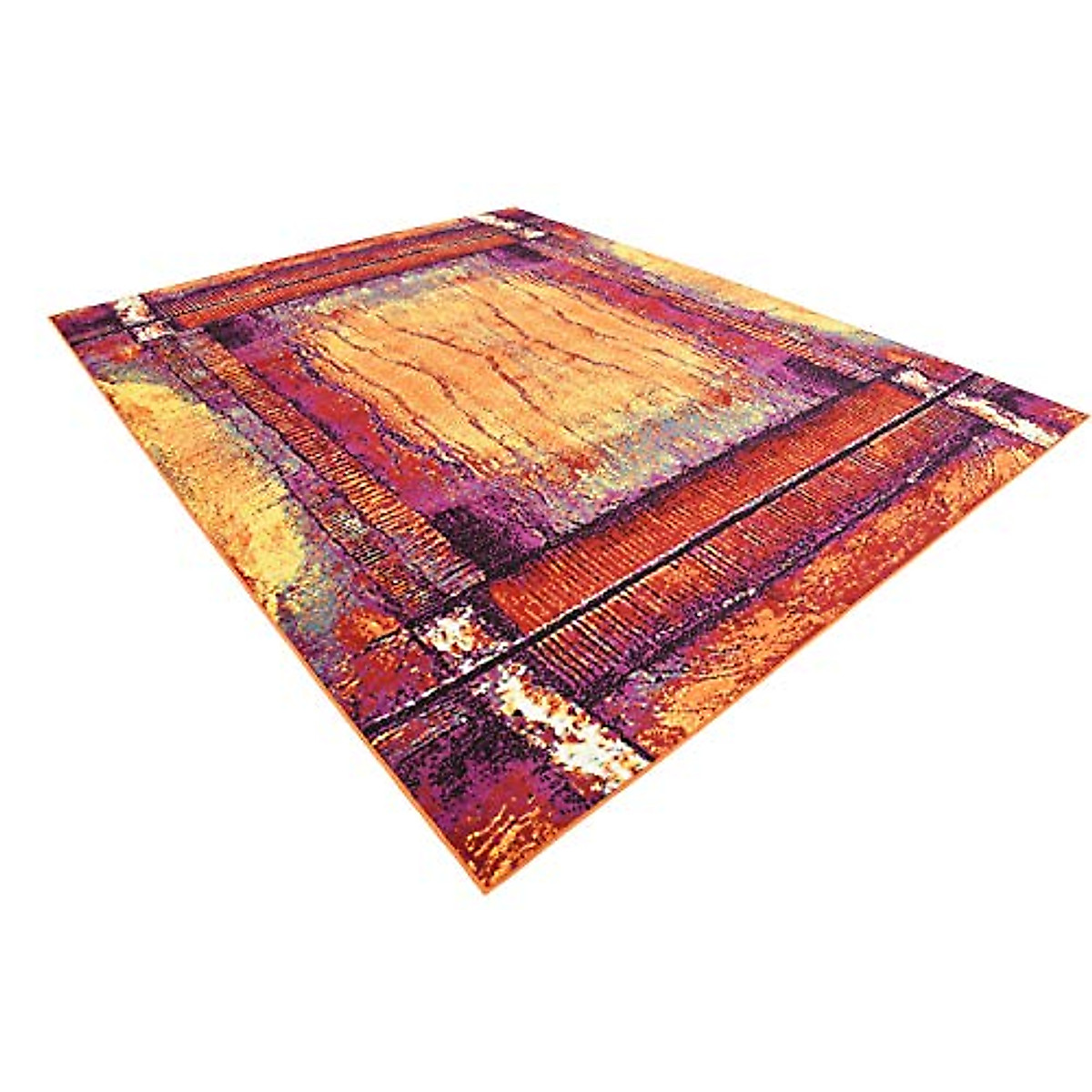 Unique Loom Metro Collection Contemporary Abstract Lantern Area Rug, 8' 0" x 10' 0", Yellow/Red