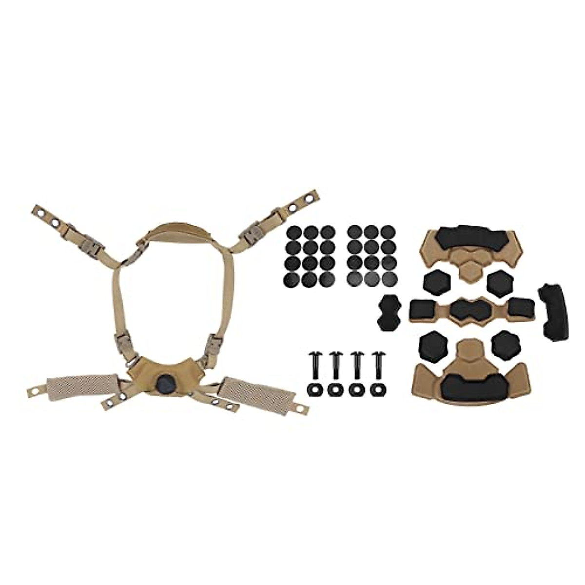 Helmet Dial Suspension System Chin Strap, 24 Hook and Fasteners Nylon Sponge Helmet Padding Kit Easy to Install for Cycling (Mud Spongeand Suspension)