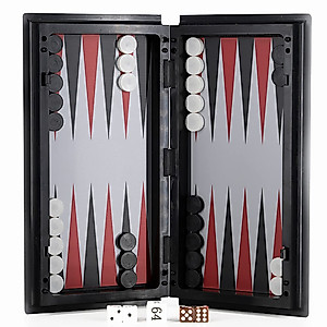 3-in-1 Magnetic Travel Chess Set - Includes Backgammon and Checkers. Compact Size (10 x 10 Inches)