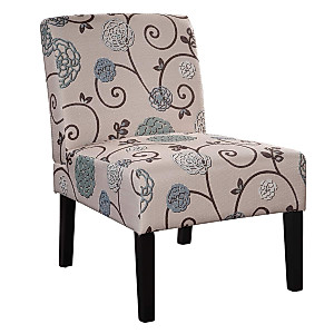 Family Life Modern Polyester Upholstered Print Fabric Armless Accent Chair Set of 2, Rivoli Slipper Chair for Living Room
