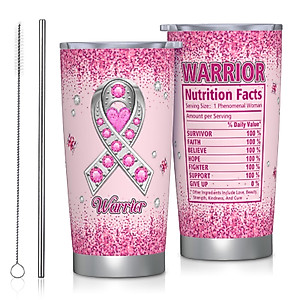 Breast Cancer Gifts for Women, Breast Cancer Gifts Stainless Steel Tumbler 20oz, Breast Cancer Awareness Gifts, Breast Cancer Survivor Gifts for Women, Pink Ribbon Gifts for Breast Cancer Patients