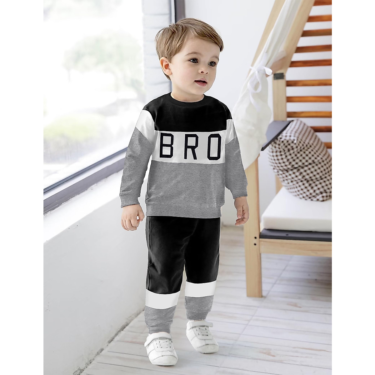 Aulyffo Toddler Boy Clothes,4T 5T Boys Sweatshirts Fall Outfits Casual Long Sleeve Letter Tops Jogger Pants 2Pcs Fashion Boys Clothing Sets
