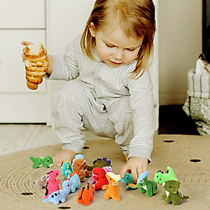 18 Pack Plush Dinosaur Toys Bulk, Mini Soft Stuffed Animal Cute Dinosaur Figures, Keychain Decoration for Goodie Bag Filler, Claw Machine, Treasure Chest Prizes, Birthday Party Favor for Kids