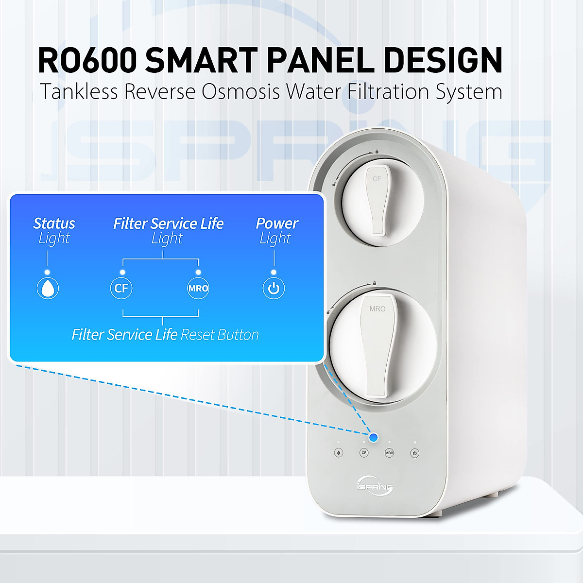 iSpring RO600ORB Tankless Reverse Osmosis System Under Sink, 600 GPD Fast Flow RO System, 2.5:1 Pure to Drain Ratio RO Water Filter System, Oil Rubbed Black Faucet, White