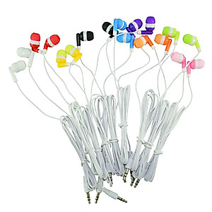 ZNXZXP 30 Pack Bulk Kids Earbuds for Classroom,Student Wired Headphones in Ear Earbuds for School Librariy,3.5mm Multi Colored Wholesale Earphones for Chromebook Laptop PC