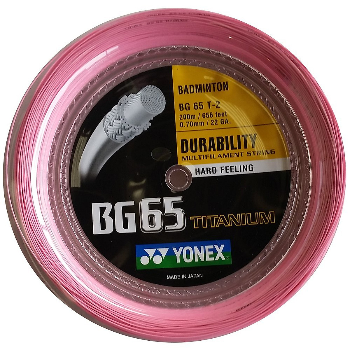 Yonex BG 65 Ti 200m Racquet String. (Pink)